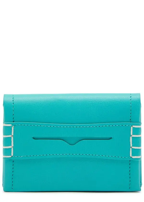 JW Anderson Loafer Leather Card Holder - Turquoise