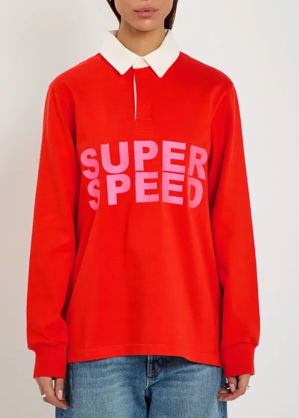 JW Anderson Super Speed Cotton Polo Shirt - Red