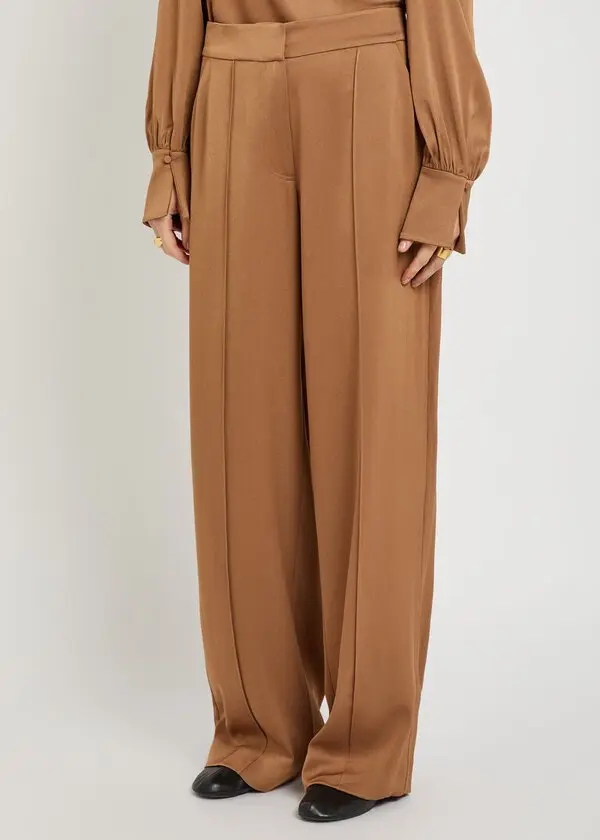 Simkhai Kyra Pintuck Wide-leg Trousers - Brown