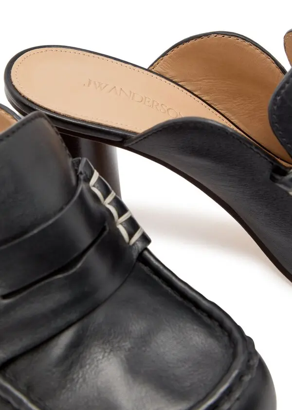 JW Anderson 70 Leather Loafer Mules - Black