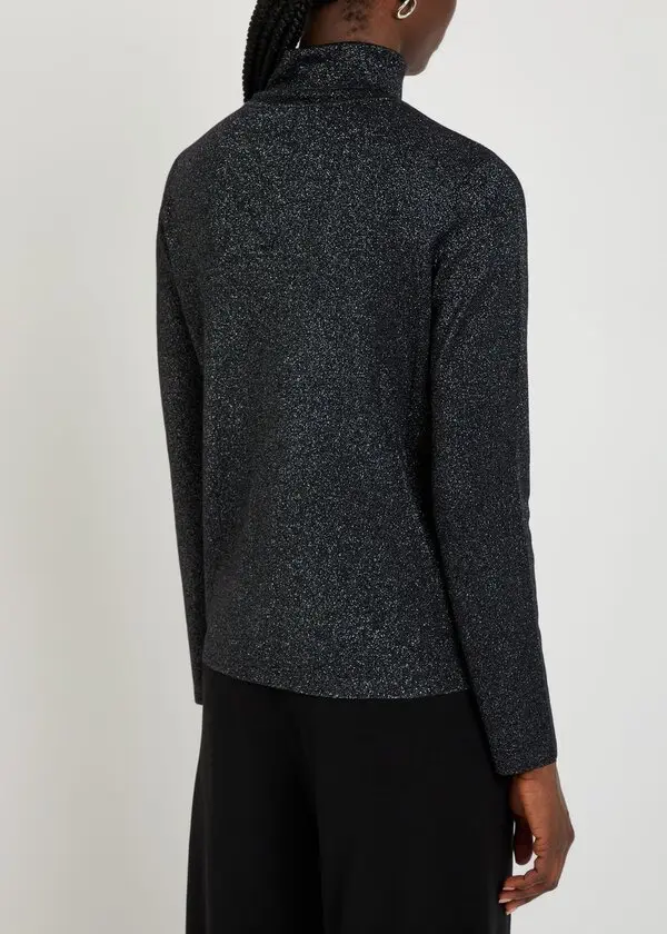 Eileen Fisher Metallic-weave Merino Wool Turtleneck Top
