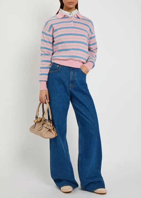 Guest In Residence Collegiate Striped Cashmere Polo Shirt - Pink