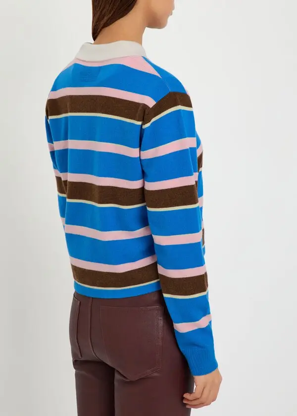 Guest In Residence Cropped Stripe Rugby Cashmere Polo Shirt