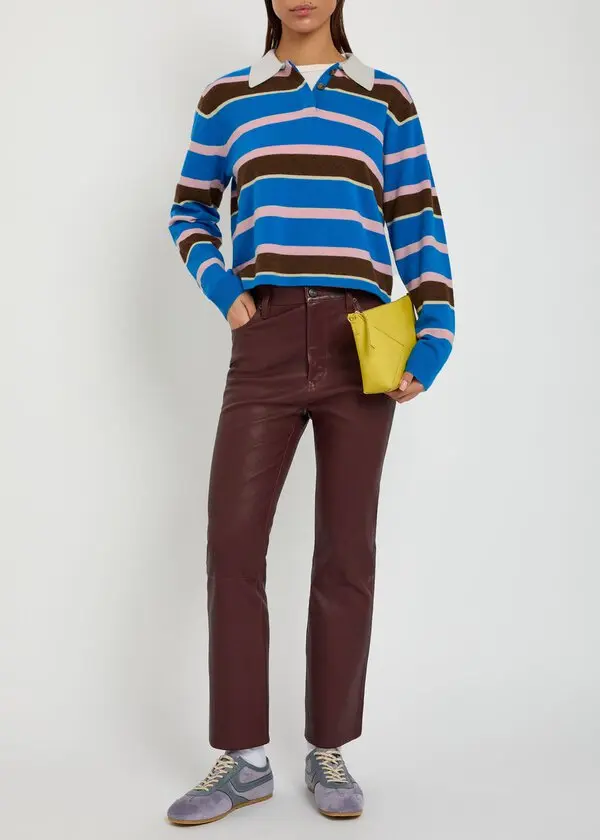 Guest In Residence Cropped Stripe Rugby Cashmere Polo Shirt