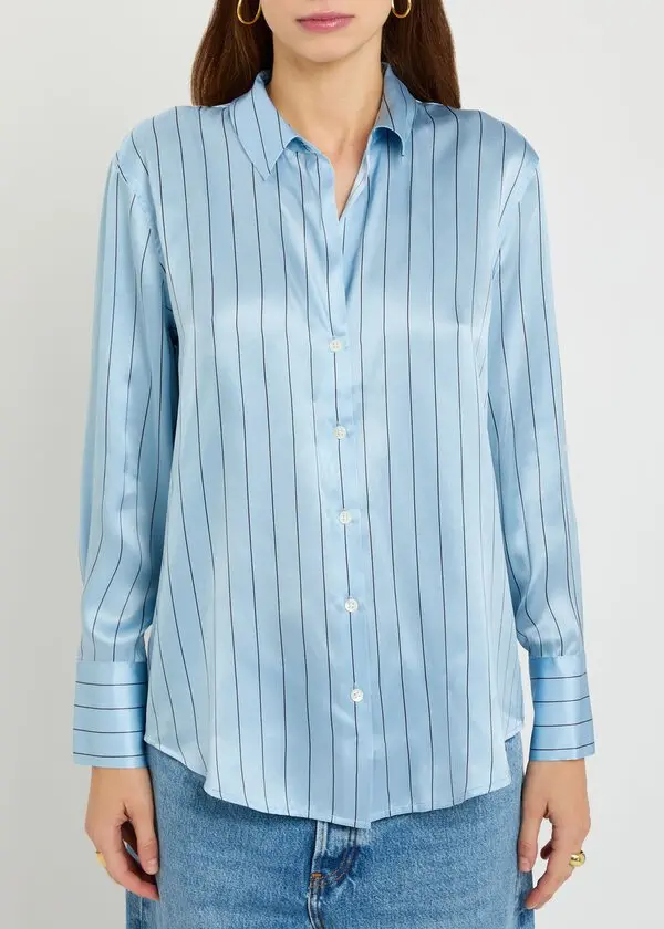 Rails Dorian Striped Silk Shirt - Blue