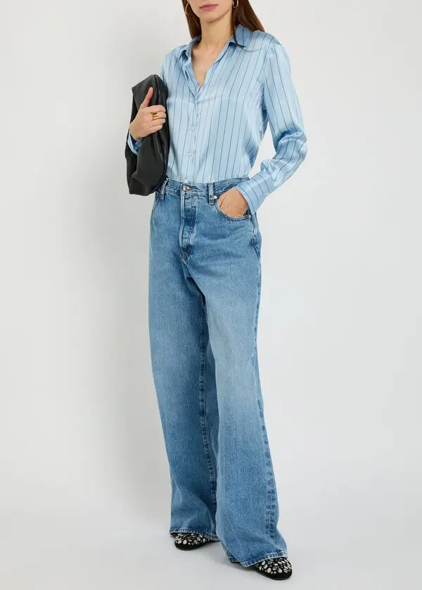 Rails Dorian Striped Silk Shirt - Blue