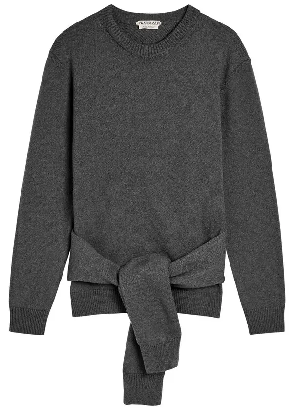JW Anderson Waist Tie Wool-blend Jumper - Grey