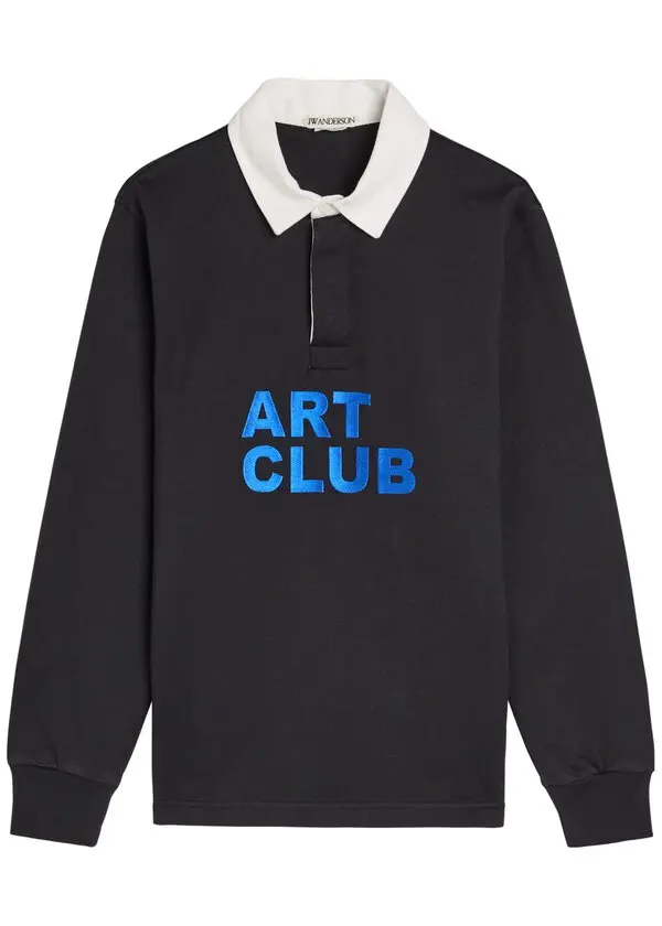 JW Anderson Art Club Rugby Cotton Polo Shirt - Black
