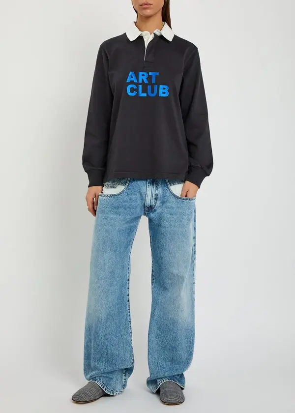 JW Anderson Art Club Rugby Cotton Polo Shirt - Black