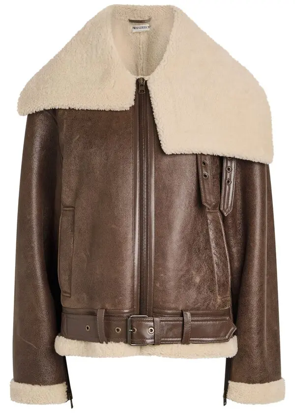 JW Anderson Shearling And Leather Jacket - Brown
