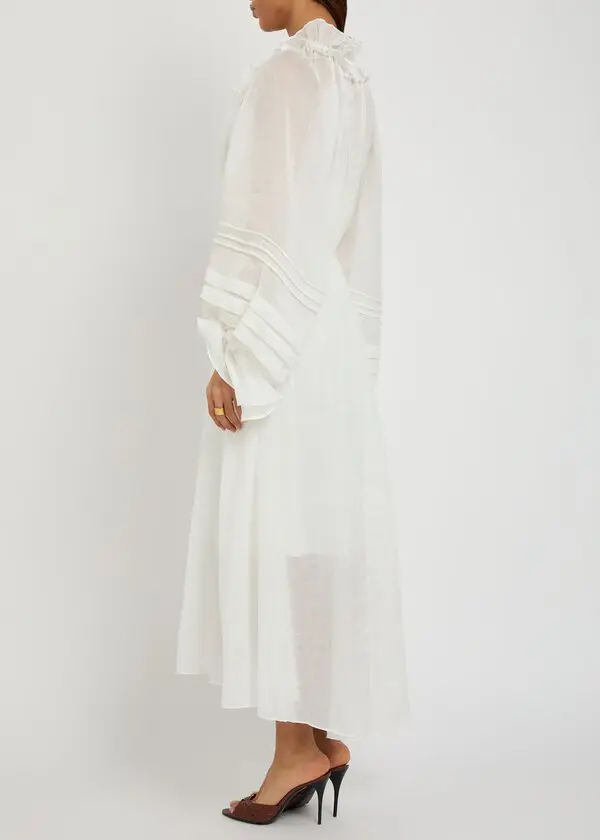 Zimmermann Rebellion Ramie Billow Midi Dress - Ivory