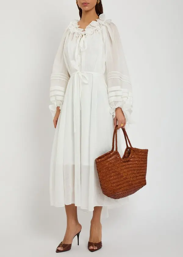 Zimmermann Rebellion Ramie Billow Midi Dress - Ivory