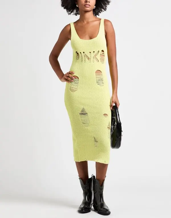 Midi-length Bodycon Knit Dress - Green