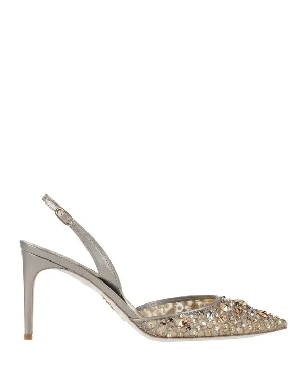 Rene Caovilla Pumps In Textile Fibers And Leather - Grey
