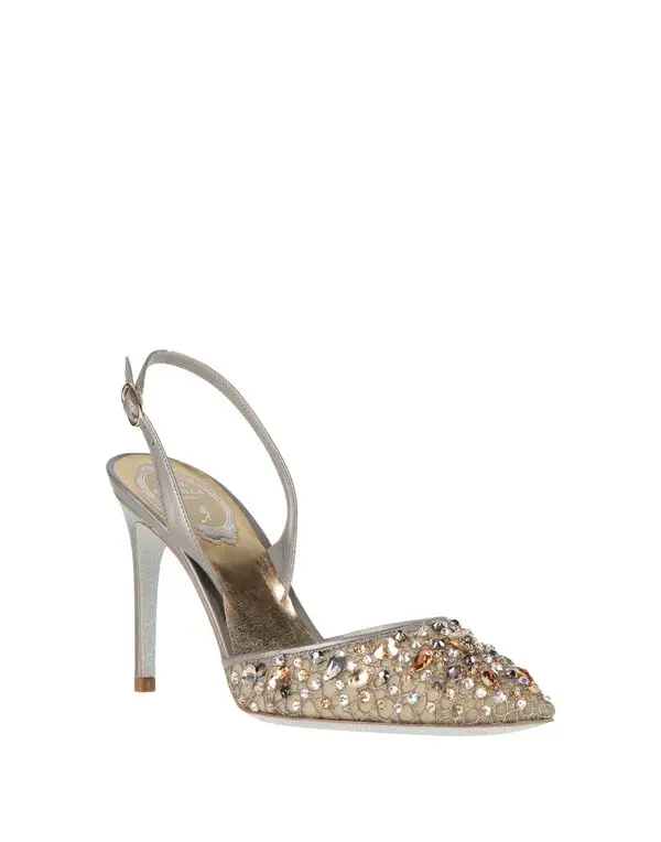Rene Caovilla Pumps In Textile Fibers And Leather - Grey