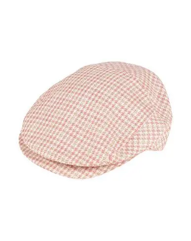 Borsalino Flat Cap In Linen And Cotton With Houndstooth Pattern - Red