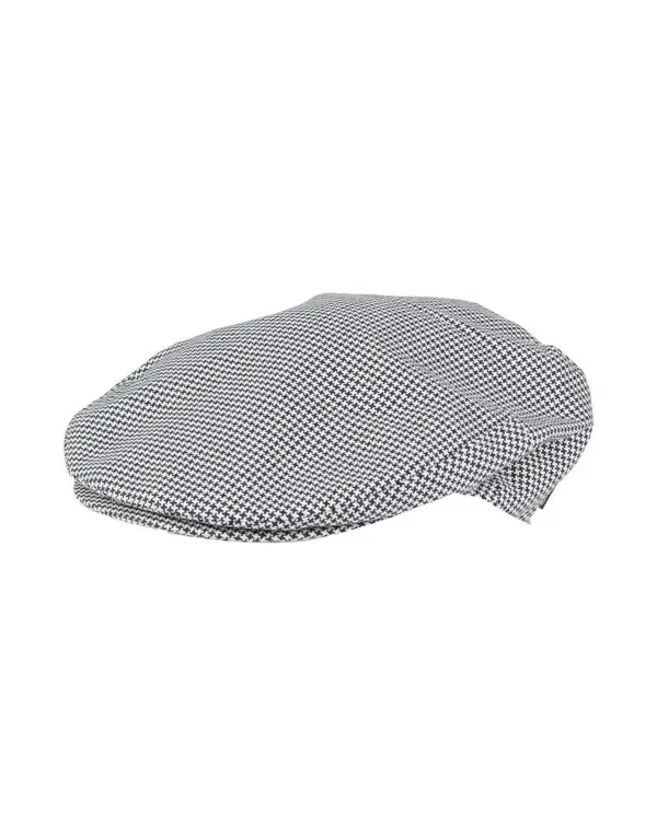 Borsalino Houndstooth Linen Flat Cap
