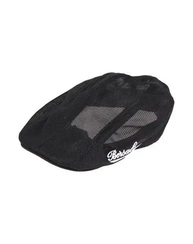 Borsalino Flat Cap With Embroidered Logo - Black