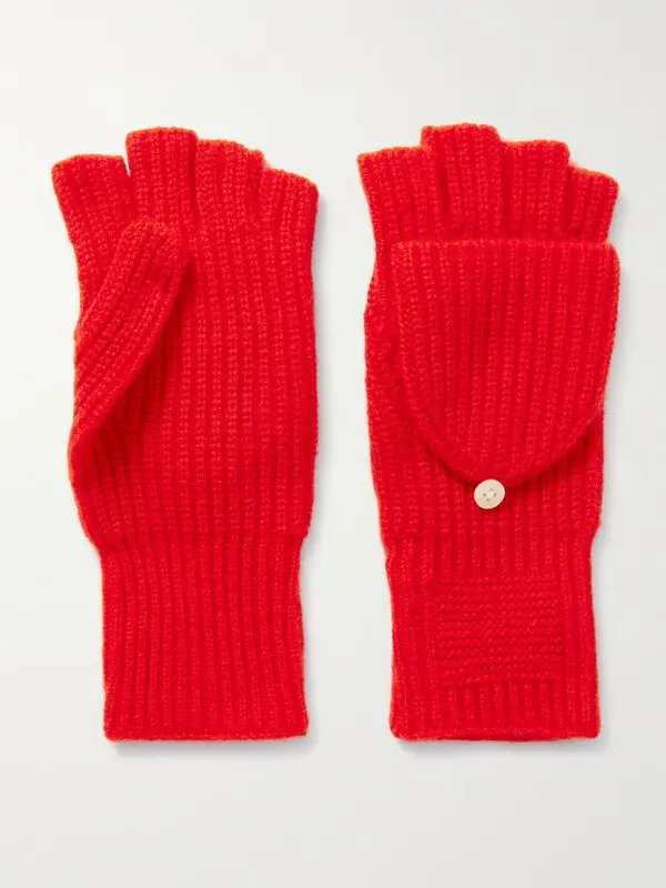 Guest In Residence Ribbed Cashmere Mittens - Red