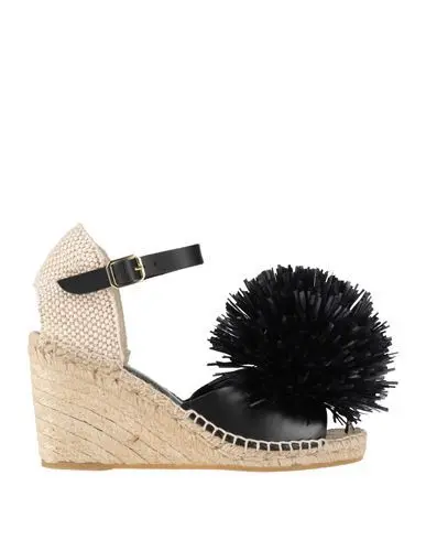 PALOMITAS BY PALOMA BARCELÓ Espadrille Cream Leather Sandals - Black