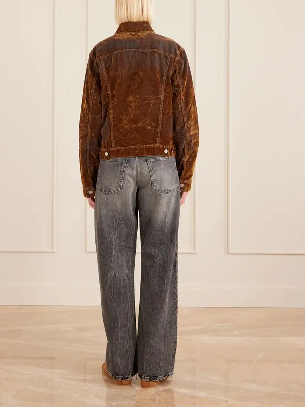 Acne Studios Flocked Denim Jacket - Brown