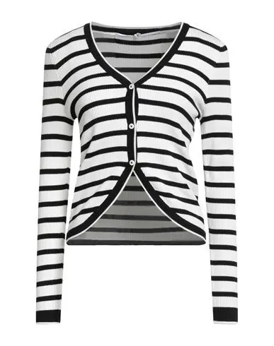 Only Ribbed-knit Striped Cardigan - White