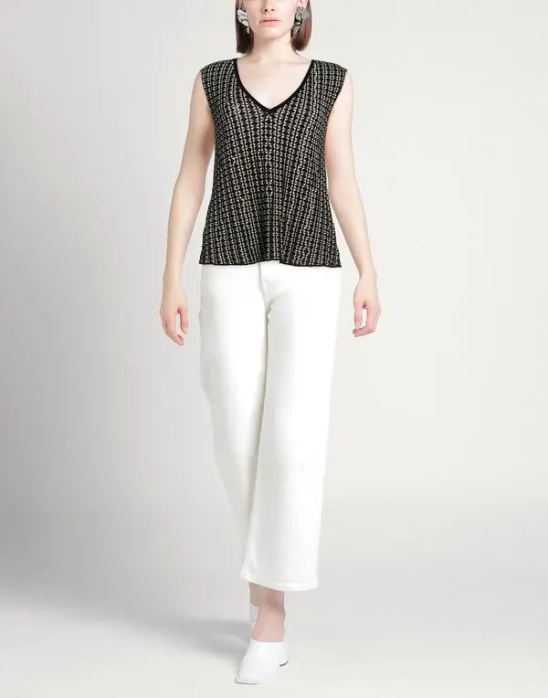 ALESSIA SANTI Jacquard-knit Sleeveless V-neck Top