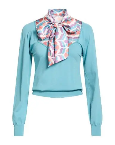 Moschino Knitted Sweater With Bow-tie Neckline - Turquoise