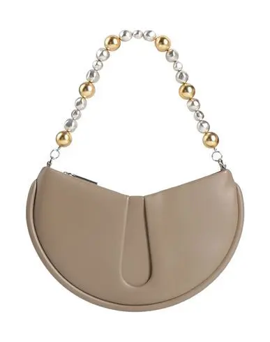THEMOIRE Textile Fiber Hobo Bag With Beaded Handle - Grey