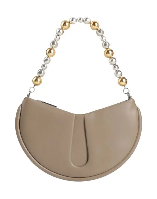 THEMOIRE Textile Fiber Hobo Bag With Beaded Handle - Grey