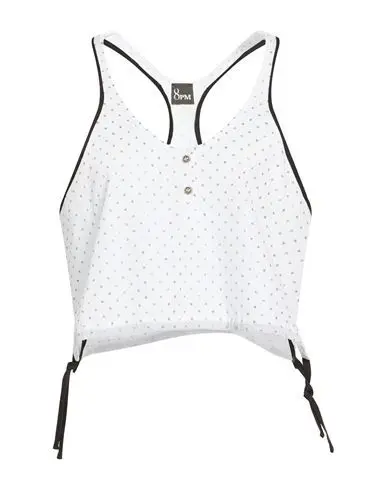 8PM Polka-dot Glittered Crop Top - White
