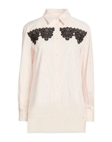 Moschino Striped Poplin Shirt With Lace Trims - Pink