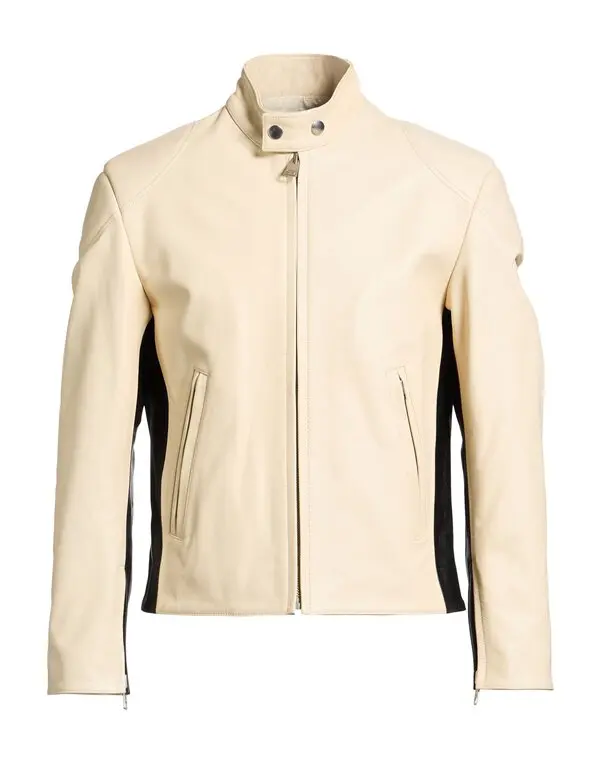 Sandro Ivory Calfskin Biker Jacket