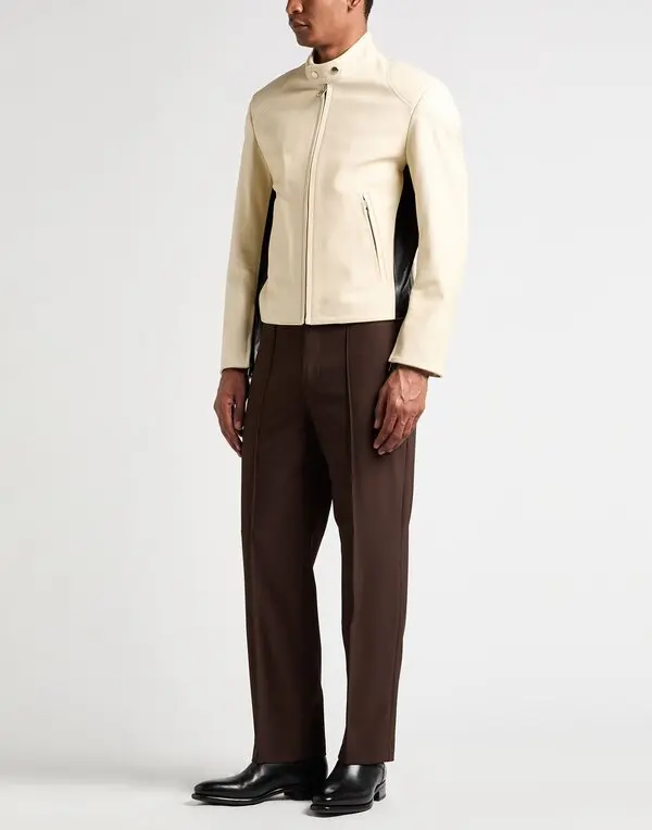 Sandro Ivory Calfskin Biker Jacket