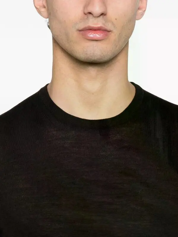 GIUUNO Crew-neck Paneled T-shirt - Brown