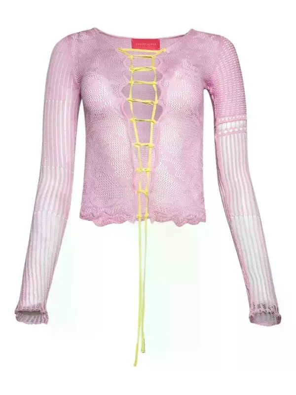 ROBERTA EINER Kat Lace-up Top - Pink