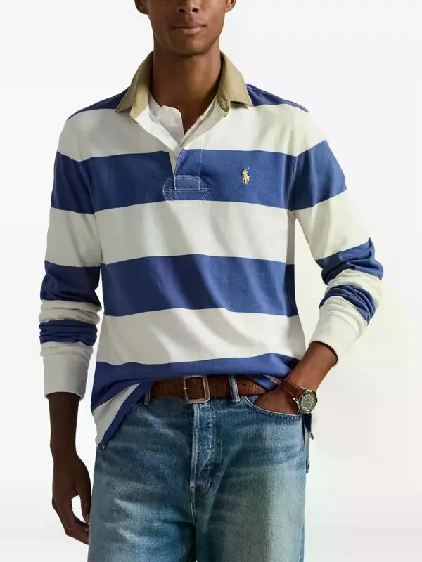 Polo Ralph Lauren Classic Fit Contrast-collar Rugby Shirt - Blue