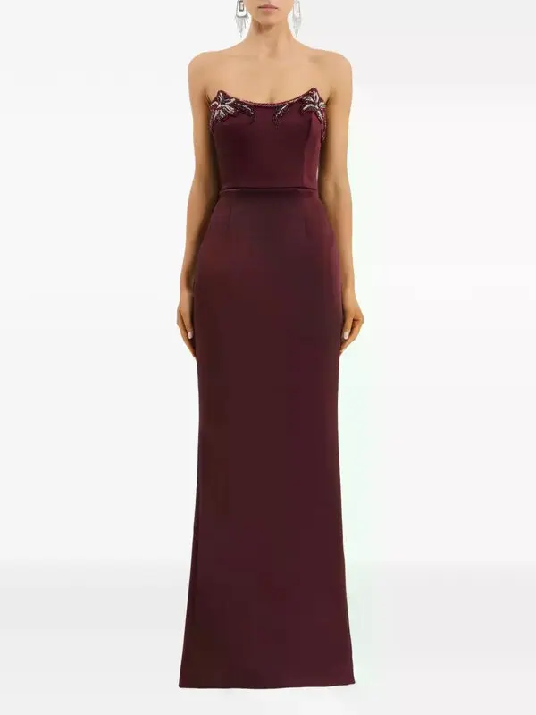 Rebecca Vallance Alora Strapless Embellished Maxi Dress - Red