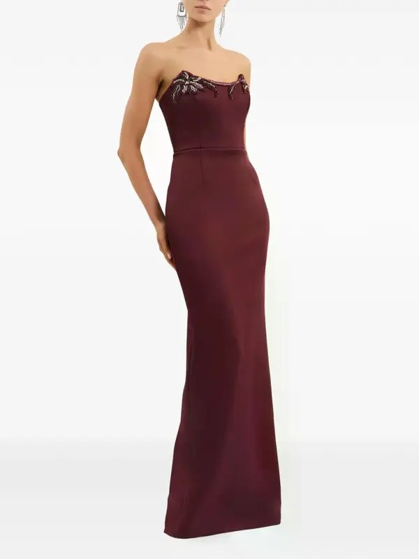 Rebecca Vallance Alora Strapless Embellished Maxi Dress - Red