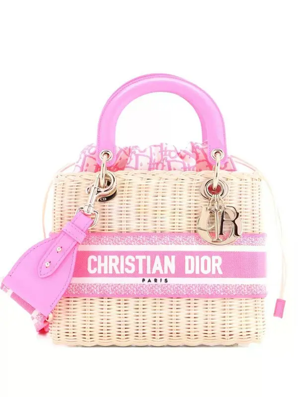 Dior Lady Wicker And Oblique Canvas Tote Bag
