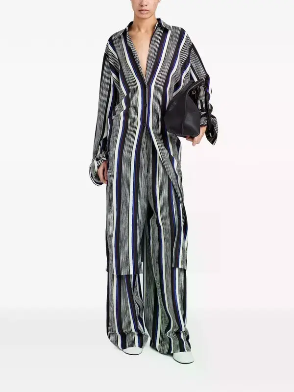Proenza Schouler Amira Striped Midi Dress - Black