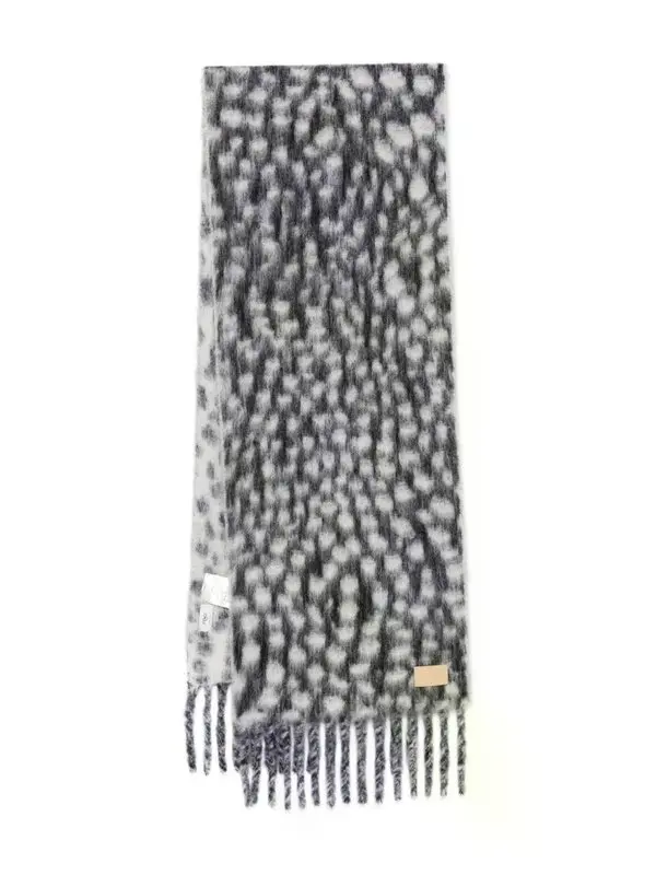 Fendi Dot-pattern Fringed Scarf - Black