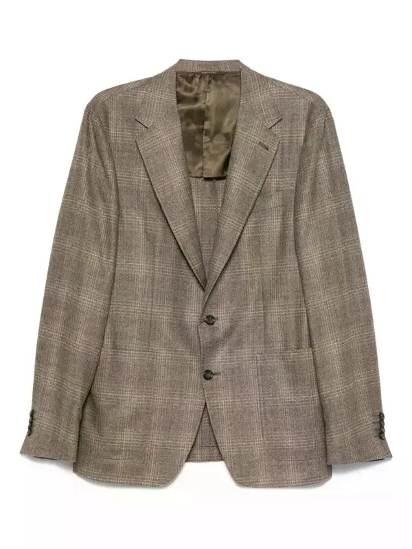 Canali Checked Wool Blazer - Brown