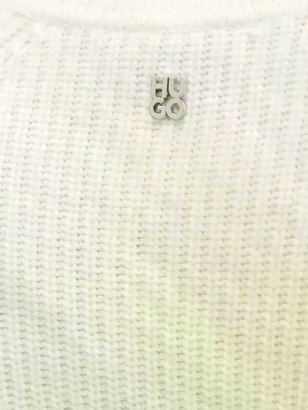 Hugo Ribbed Knit Sweater With Logo Plaque