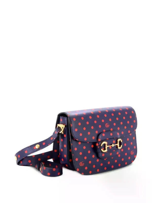 Gucci Horsebit 1955 Printed Leather Shoulder Bag - Blue