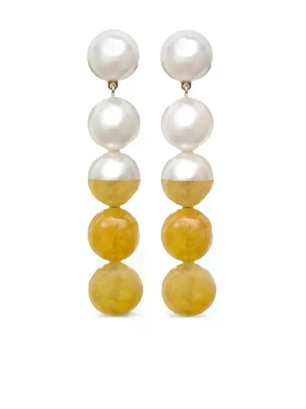 YUTAI 18k Yellow Pearl Earrings - Gold