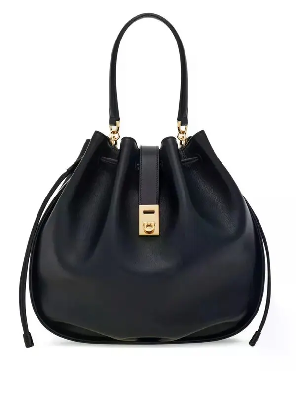 FERRAGAMO Hug Drawstring Bucket Bag - Black