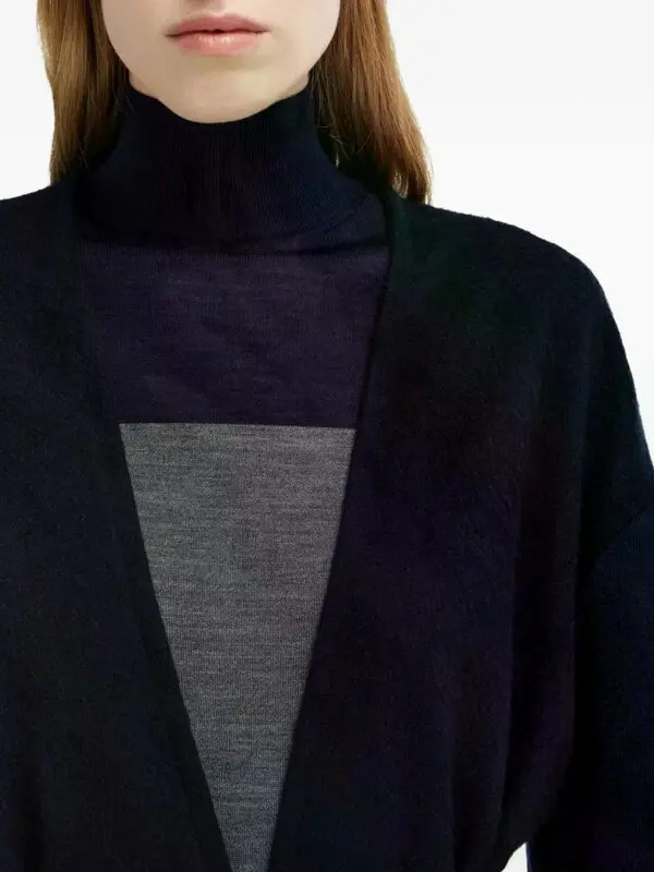 FERRAGAMO Fringed Belted Cardigan - Blue