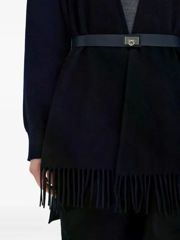 FERRAGAMO Fringed Belted Cardigan - Blue
