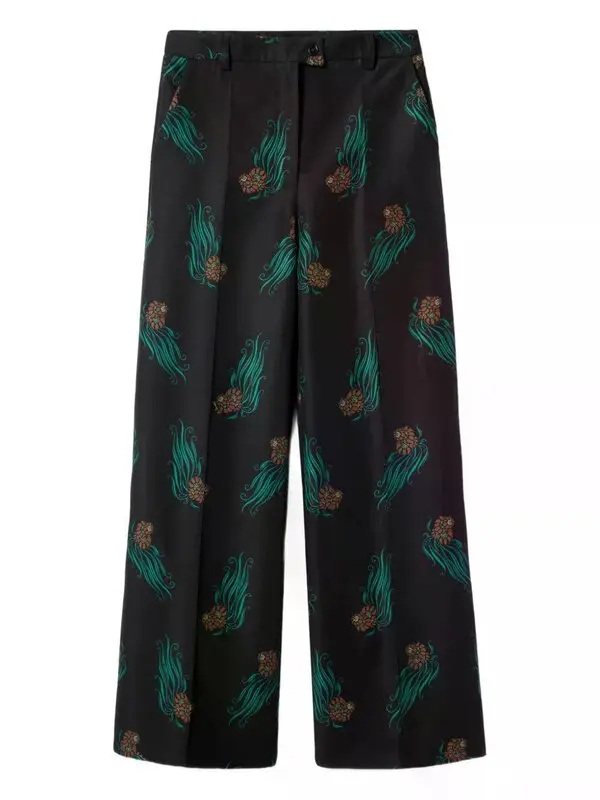 La DoubleJ Let Loose Floral-print Trousers - Black